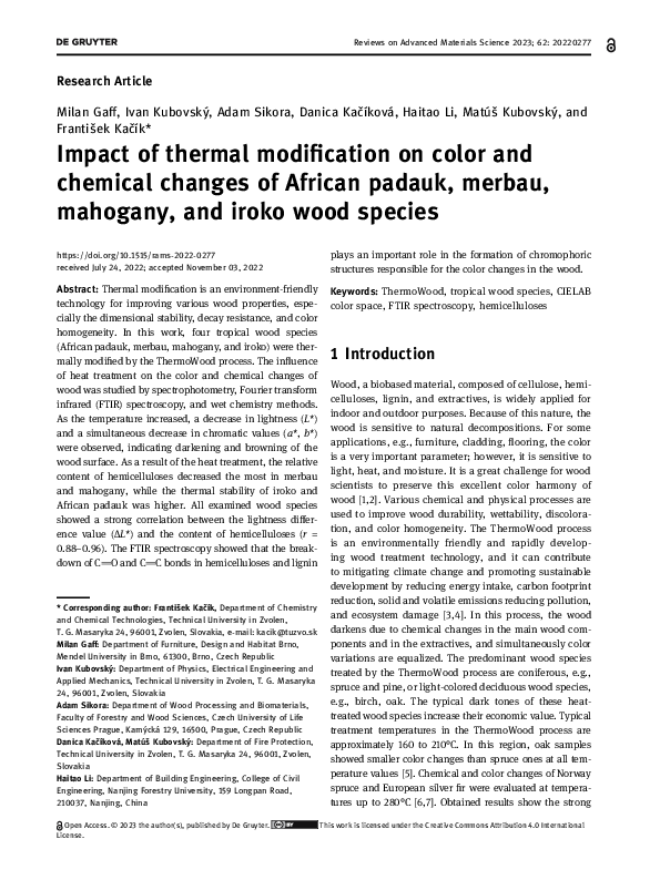 (PDF) Impact of thermal modification on color and chemical changes of ...