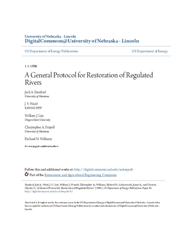 (PDF) A General Protocol for Restoration of Regulated Rivers