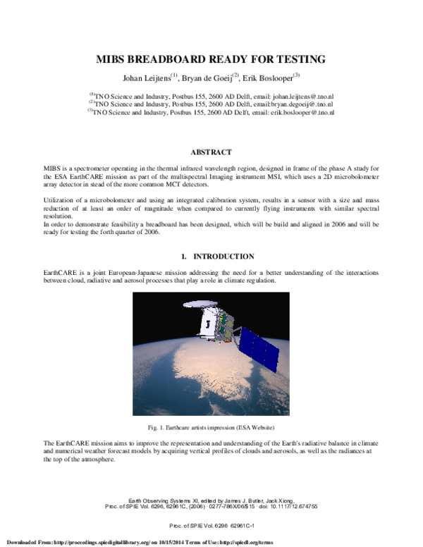 (PDF) MIBS breadboard ready for testing