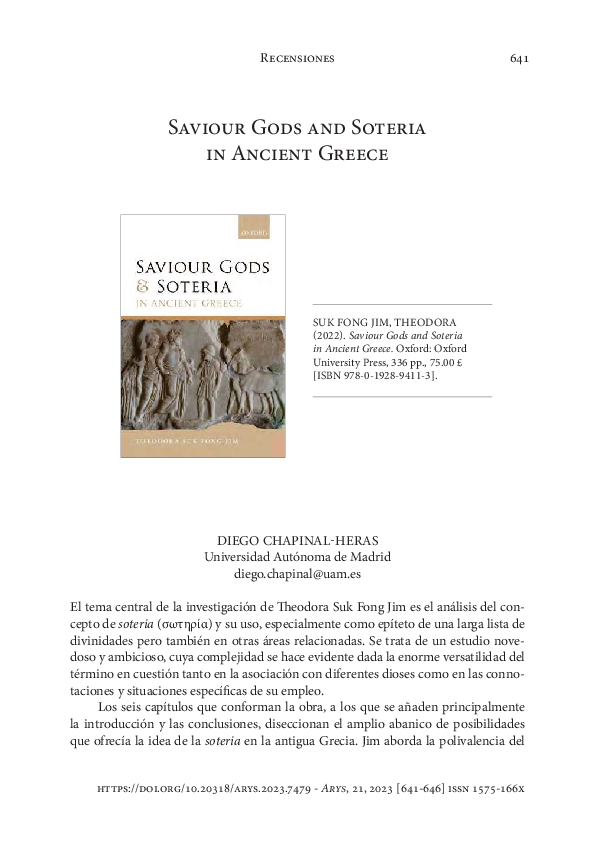 (PDF) Saviour Gods and Soteira in Ancient Greece. Th. Suk Fong Jim
