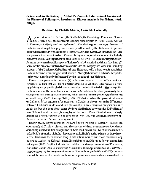 (PDF) Leibniz and the Kabbalah