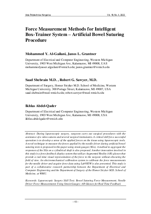 (PDF) Force Measurement Methods for Intelligent Box-Trainer System ...