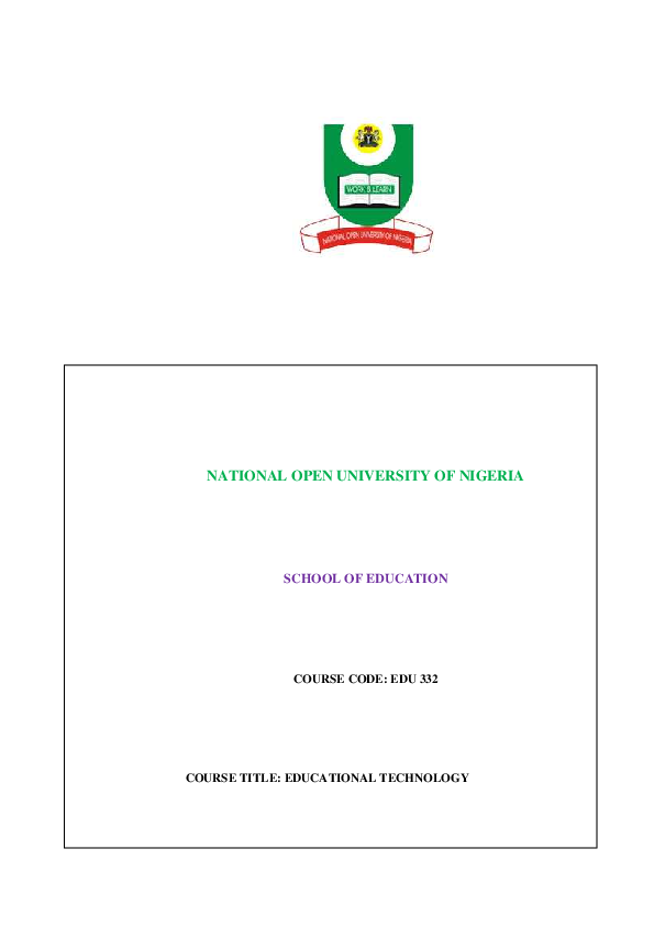 (PDF) NATIONAL OPEN UNIVERSITY OF NIGERIA