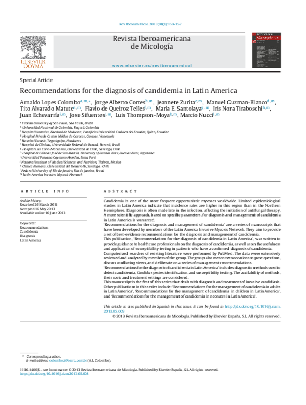 (PDF) Recommendations for the diagnosis of candidemia in Latin America