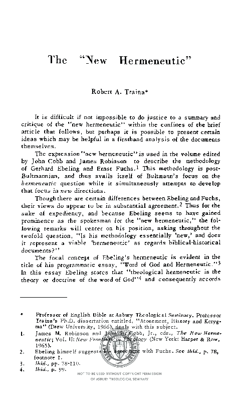 (PDF) The New Hermeneutic