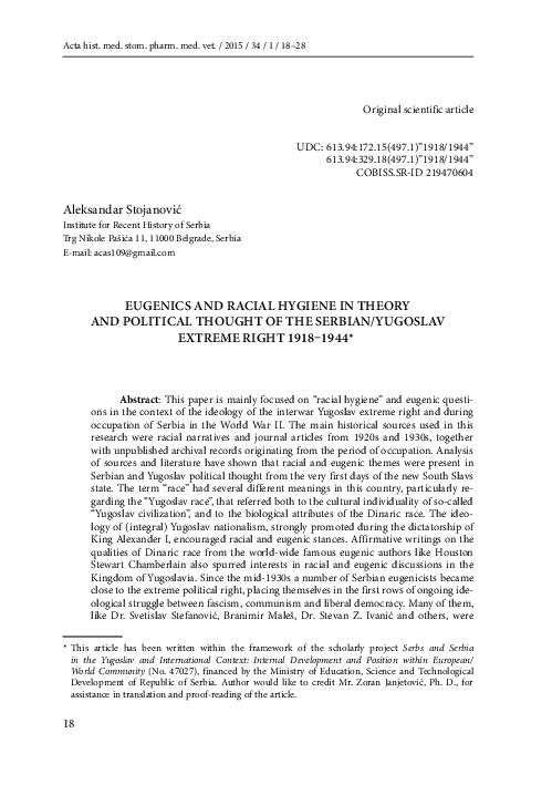 (PDF) Eugenics and Racial Hygiene in Theory and Political Thought of ...