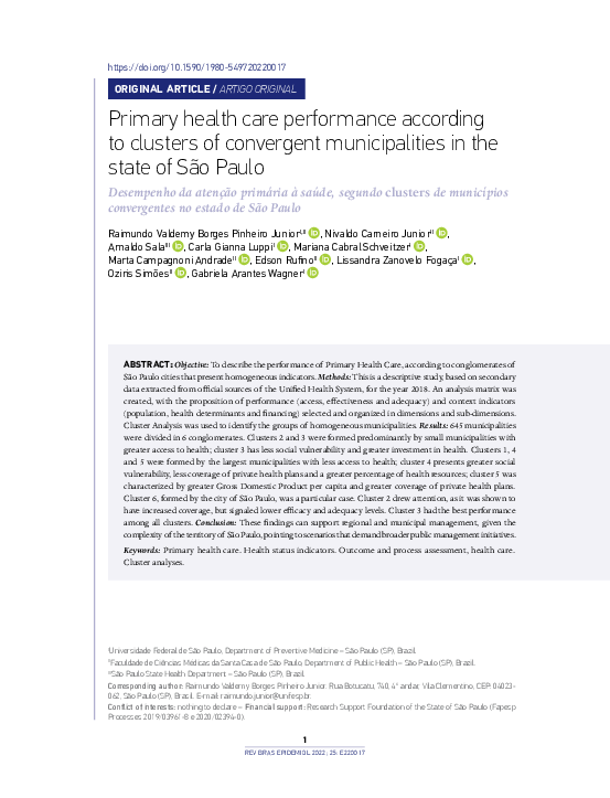 (PDF) Primary health care performance according to clusters of ...