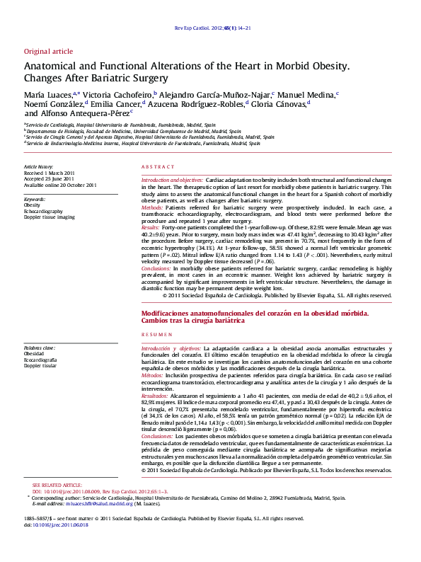 (PDF) Anatomical and functional alterations of the heart in morbid ...