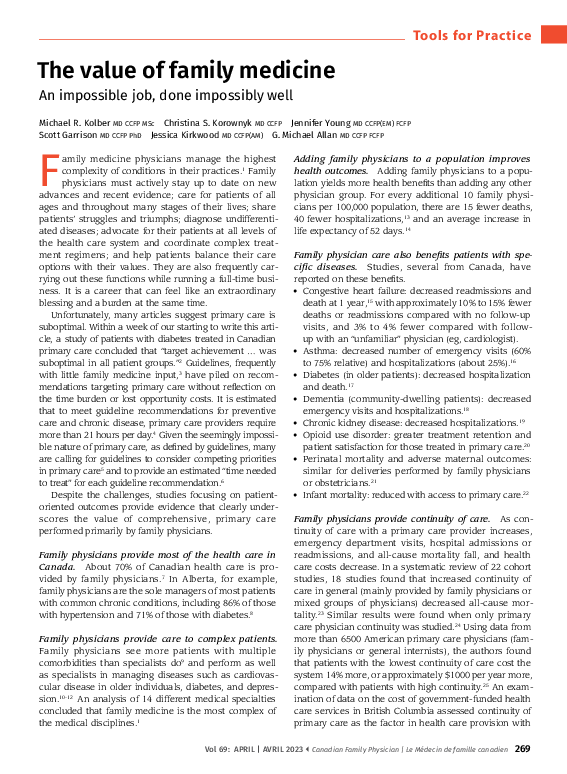 (PDF) The value of family medicine