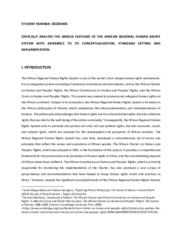 (PDF) CRITICALLY ANALYSE THE UNIQUE FEATURES OF THE AFRICAN REGIONAL ...
