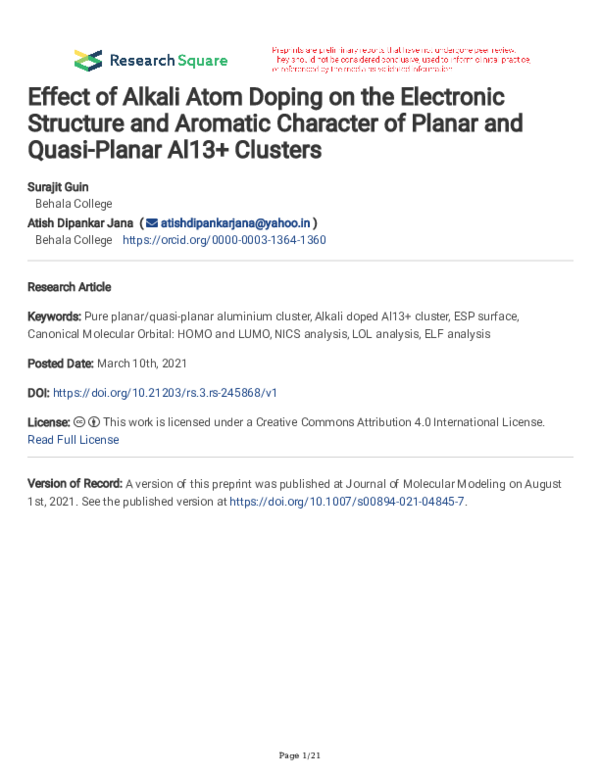 (PDF) Effect of Alkali Atom Doping on the Electronic Structure and ...