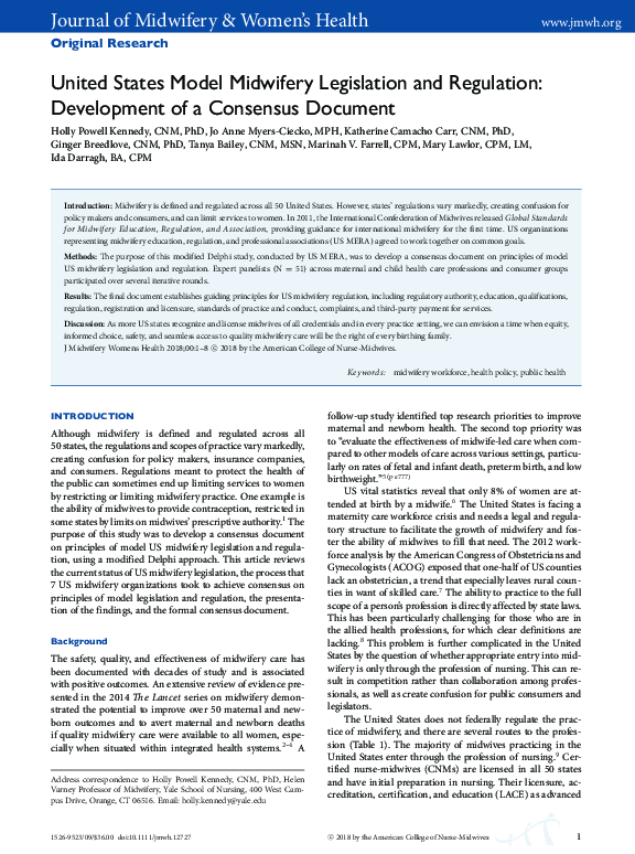 (PDF) United States Model Midwifery Legislation and Regulation ...