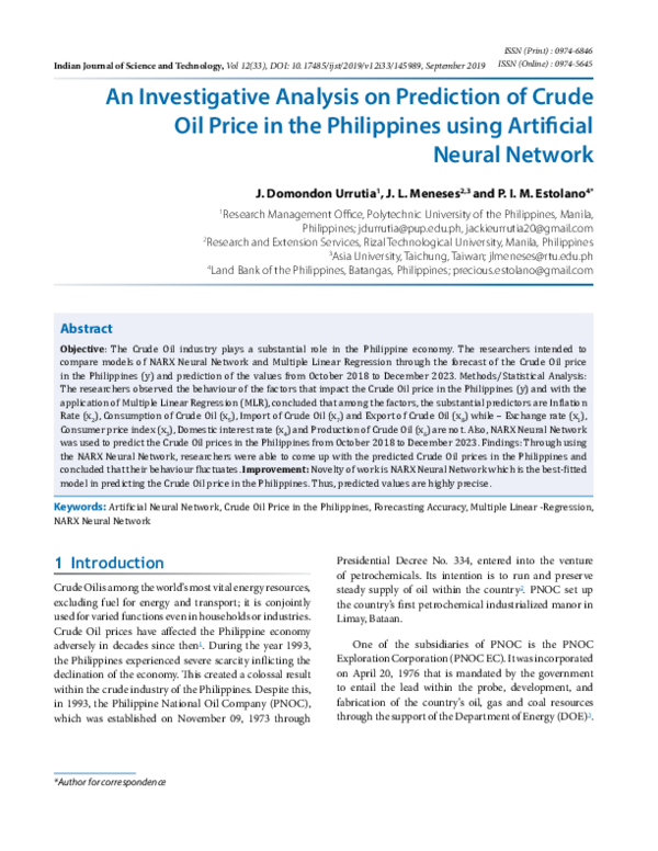 (PDF) An Investigative Analysis on Prediction of Crude Oil Price in the ...