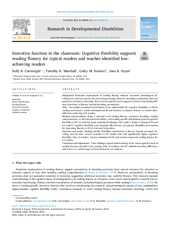 (PDF) Executive function in the classroom: Cognitive flexibility ...