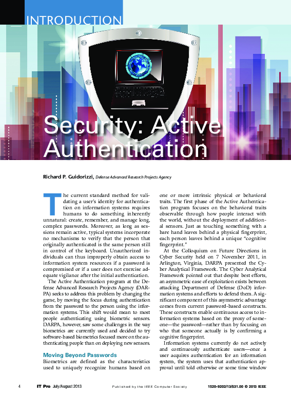 (PDF) Security: Active Authentication