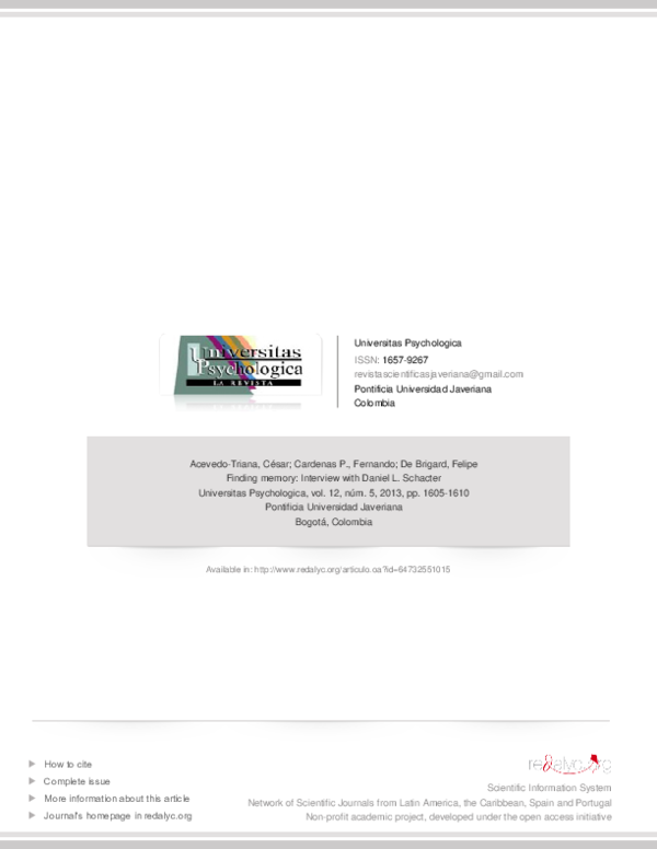 (PDF) Finding memory: Interview with Daniel L. Schacter* Encontrando la ...