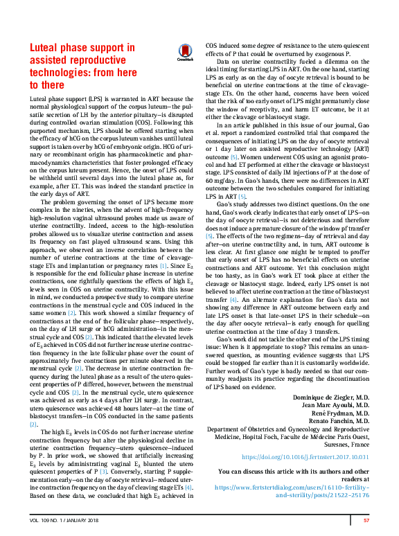 (PDF) Luteal phase support in assisted reproductive technologies: a ...