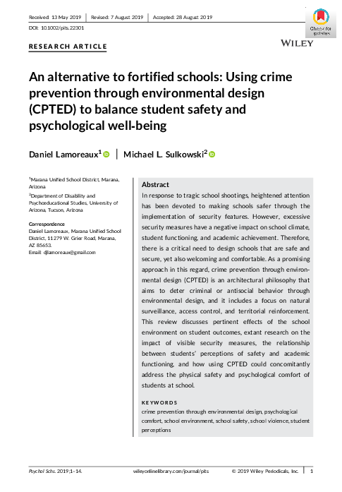 (PDF) An alternative to fortified schools: Using crime prevention ...