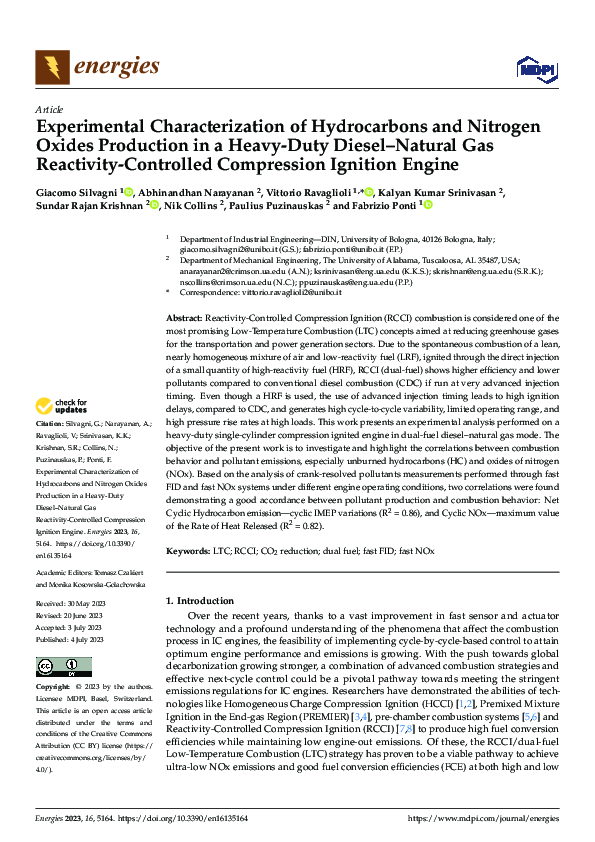(PDF) Experimental Characterization of Hydrocarbons and Nitrogen Oxides ...