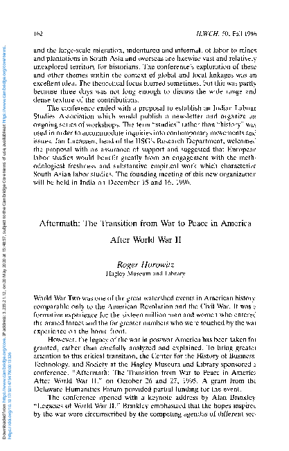 (PDF) Aftermath: The Transition from War to Peace in America After ...