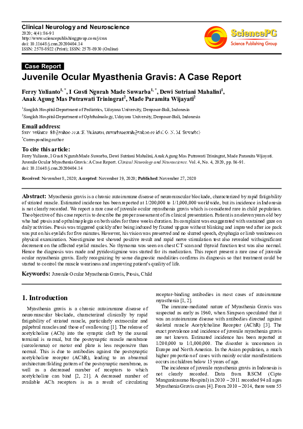 (PDF) Juvenile Ocular Myasthenia Gravis – a Case Report | Deepanjan ...