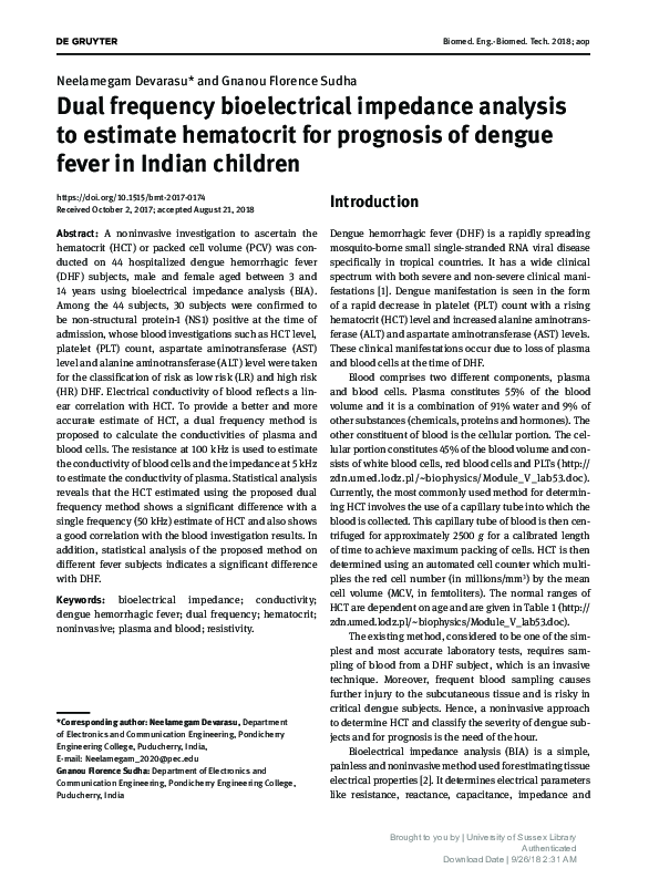 (PDF) Dual-Frequency Bioelectrical Impedance Analysis is Accurate and ...