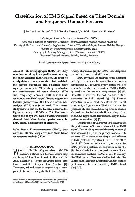 (PDF) Classification of EMG Signal Based on Time Domain and Frequency ...