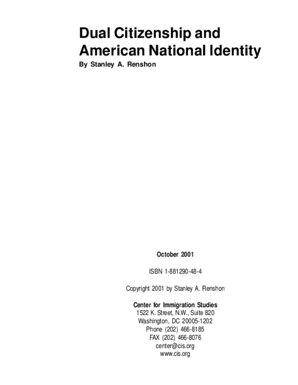 (PDF) Dual citizenship and American national identity