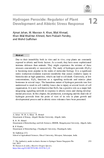 (PDF) Hydrogen Peroxide: Regulator of Plant Development and Abiotic ...