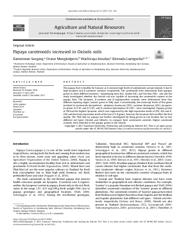 (PDF) Papaya carotenoids increased in Oxisols soils | Orarat MONGKOLPORN - Academia.edu
