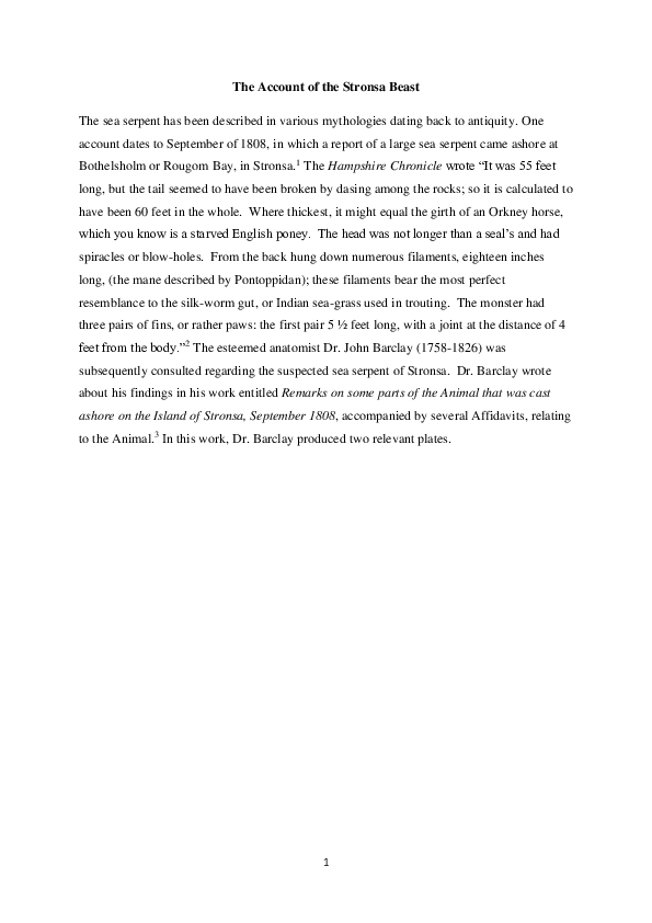 (PDF) The Account of the Stronsa Beast