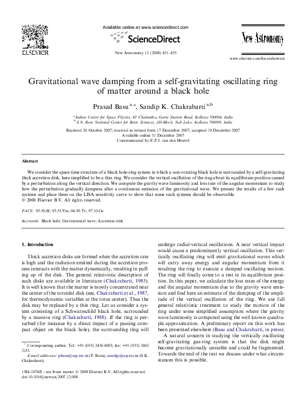 (PDF) Gravitational Wave Damping from a Self Gravitating Vibrating Ring ...