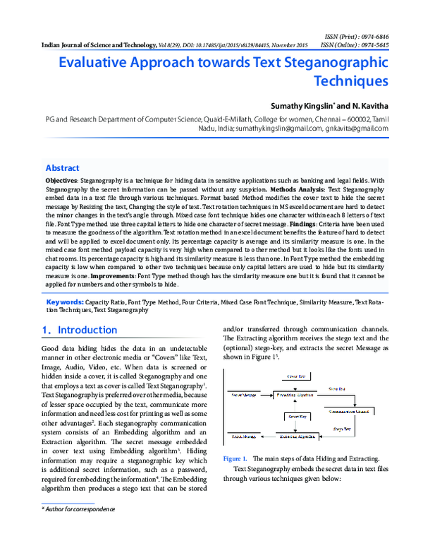 (PDF) Evaluative Approach towards Text Steganographic Techniques
