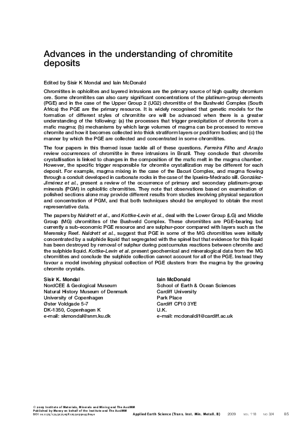 (PDF) Advances in the understanding of chromitite deposits