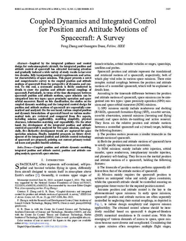 Pdf Coupled Dynamics And Integrated Control For Position And Attitude