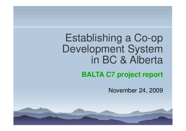 (PDF) Establishing a Co-op Development System in BC & Alberta