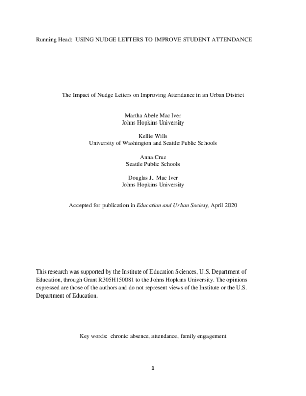 (PDF) The Impact of Nudge Letters on Improving Attendance in an Urban ...