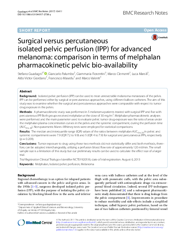 (PDF) Surgical versus percutaneous isolated pelvic perfusion (IPP) for ...
