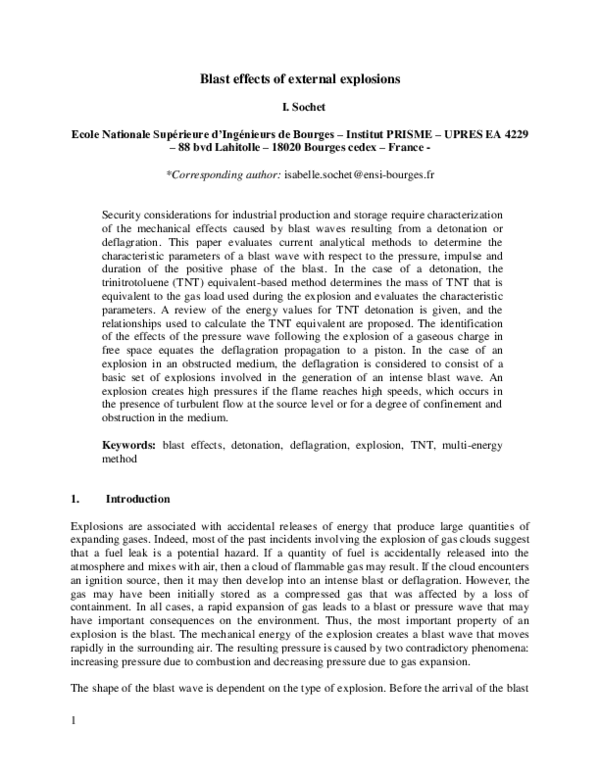 (PDF) Blast effects of external explosions