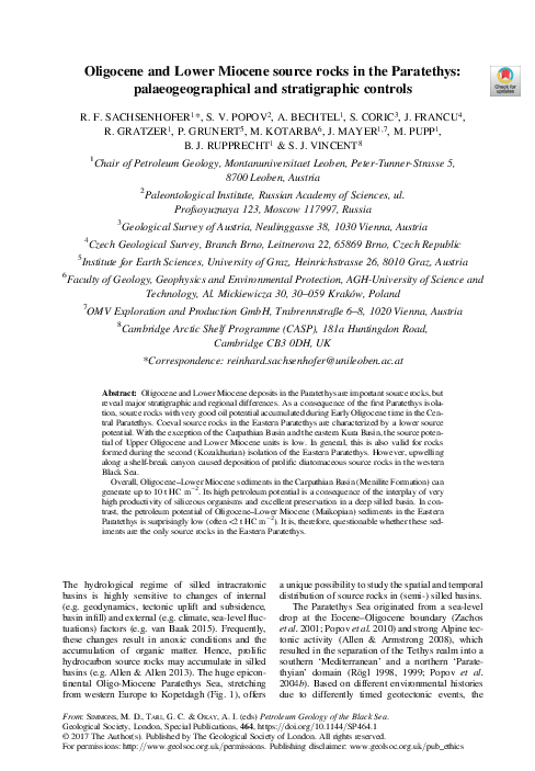 (PDF) Oligocene and Lower Miocene source rocks in the Paratethys ...