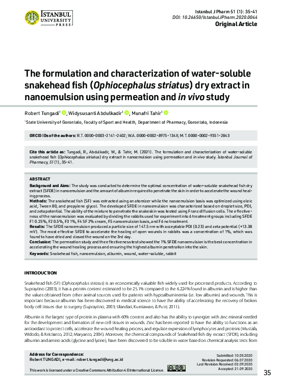 (PDF) The formulation and characterization of water-soluble snakehead ...