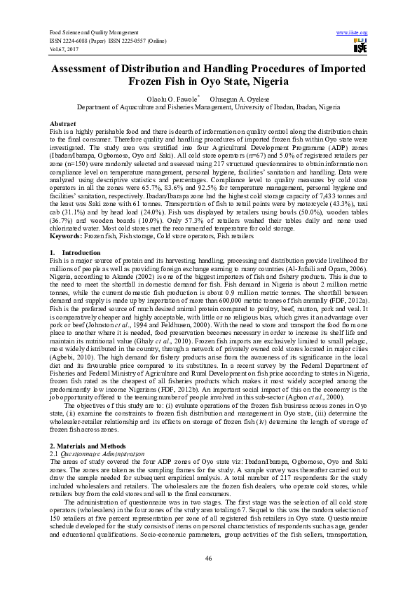 (PDF) Assessment of Distribution and Handling Procedures of Imported ...