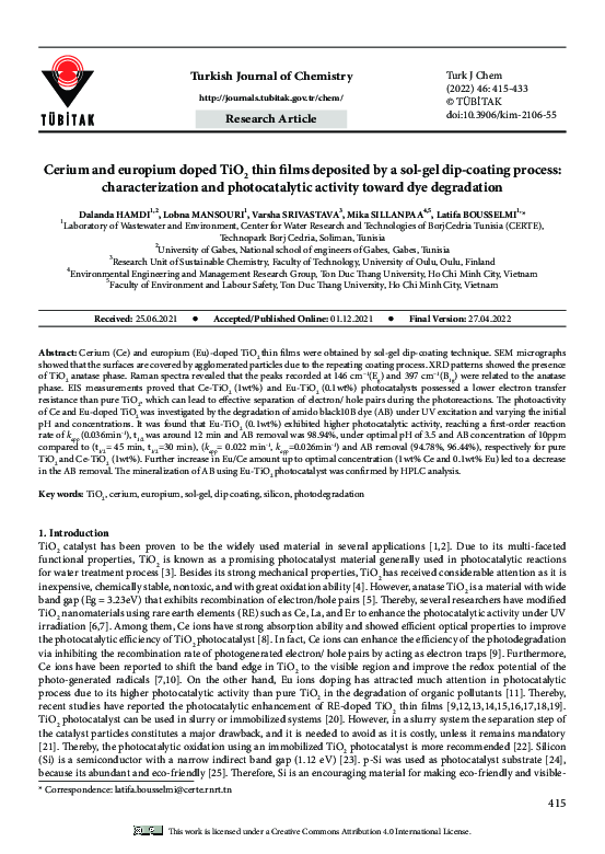 (PDF) Cerium and Europium doped TiO2 thin films deposited by a sol-gel ...