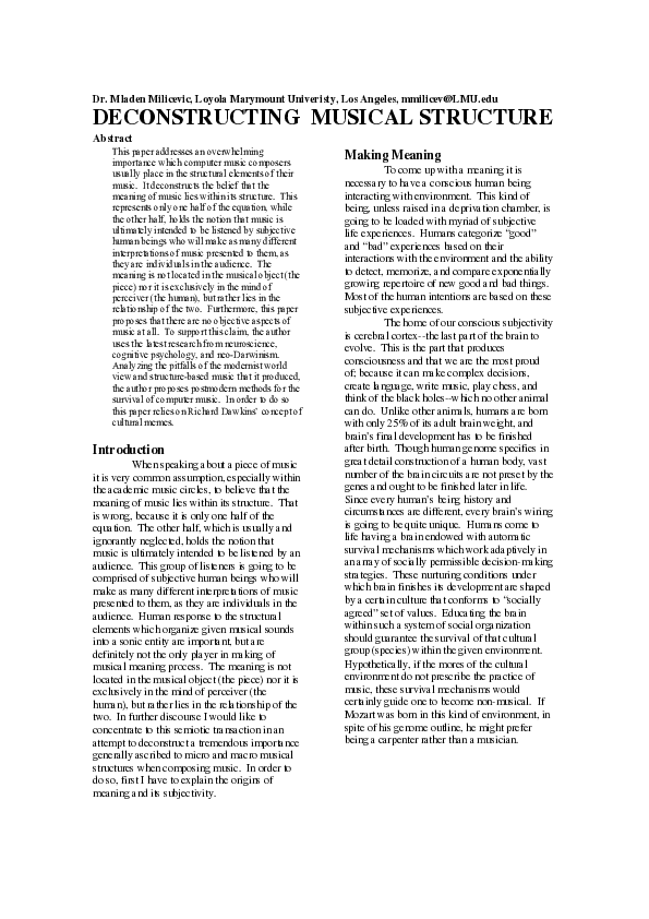 (PDF) Deconstructing musical structure