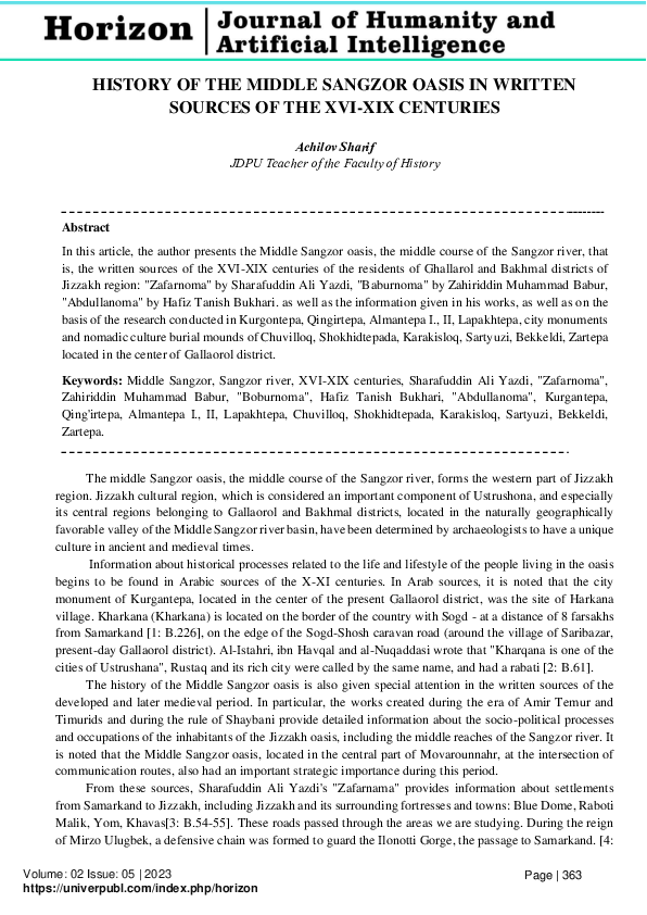 (PDF) HISTORY OF THE MIDDLE SANGZOR OASIS IN WRITTEN SOURCES OF THE XVI ...