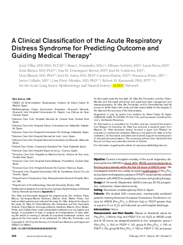 (PDF) A Clinical Classification of the Acute Respiratory Distress ...