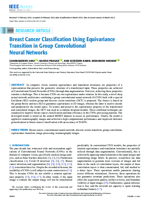 (PDF) Breast Cancer Classification Using Equivariance Transition in Group Convolutional Neural ...