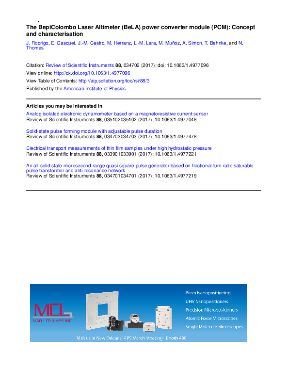 (PDF) The BepiColombo Laser Altimeter (BeLA) power converter module ...