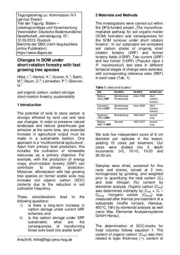 (PDF) Changes in SOM under short-rotation forestry with fast-growing ...