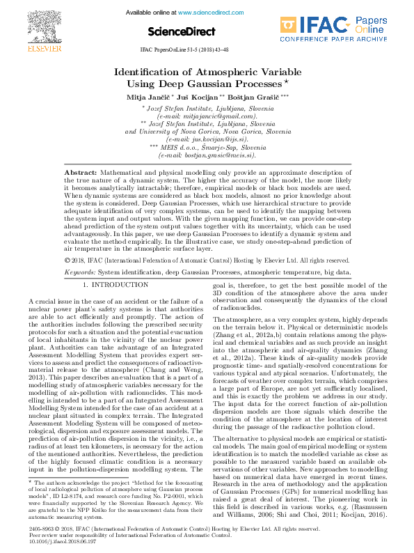 (PDF) Identification of Atmospheric Variable Using Deep Gaussian Processes